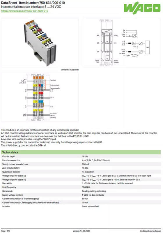 WAGO 750-631/000-010 Encoder Interface 24V DC - ymzdcs